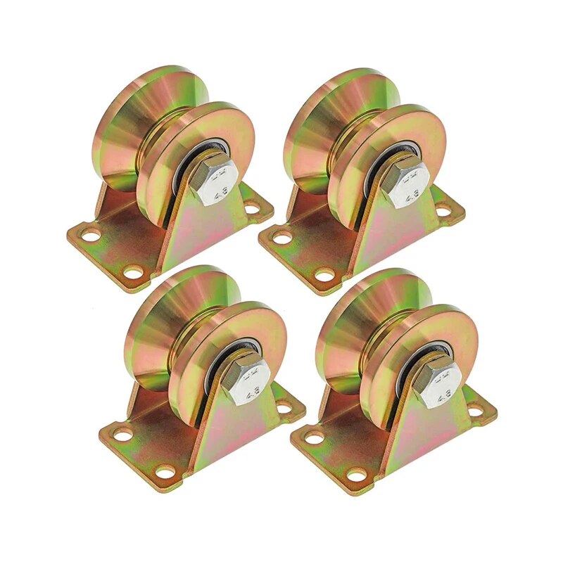 Groove wheel heavy duty rigid caster with bracket