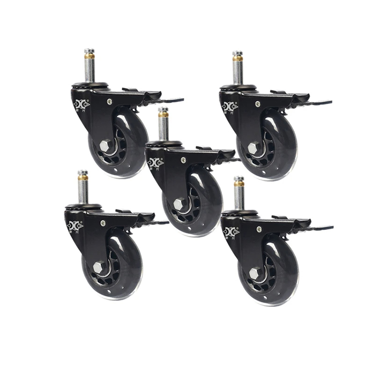 Transparent wheel brake polyurethane locking caster