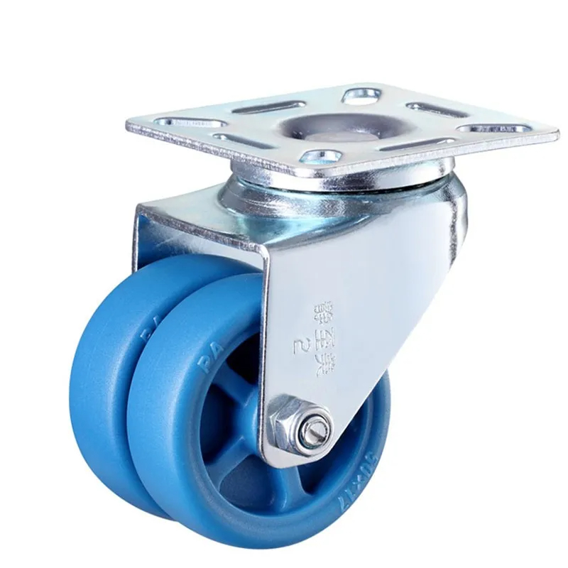 Nylon flat bottom double row locking caster