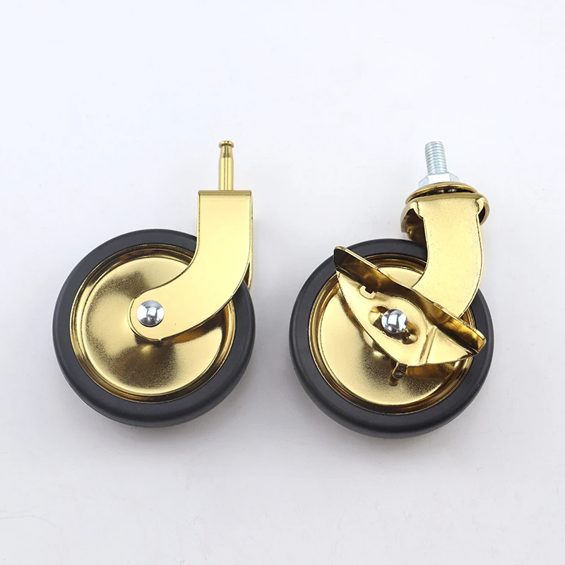 Nickel plated gold round rod locking caster